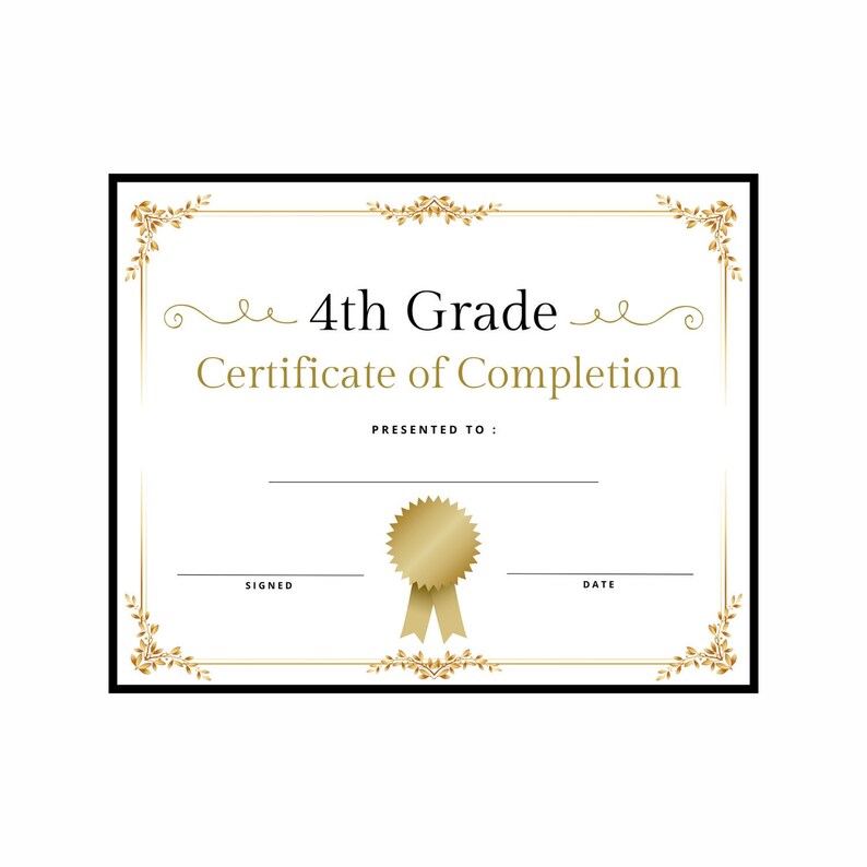 Fourth Grade Graduation Diploma Certificate Instant Download Printable ...