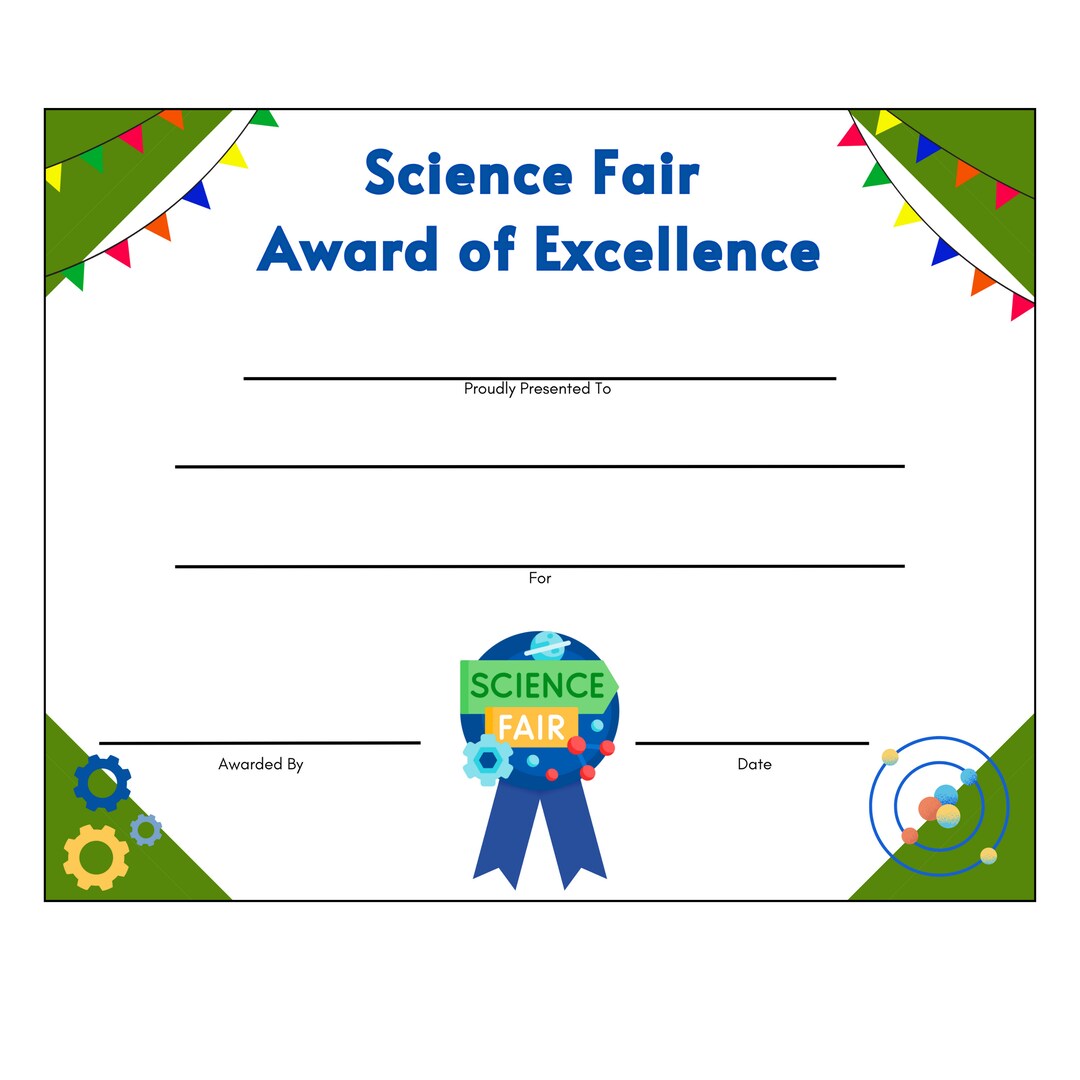 Science Fair Award of Excellence Participation Certificate Instant ...