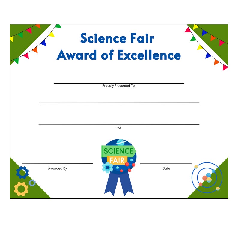 Science Fair Award of Excellence Participation Certificate Instant ...