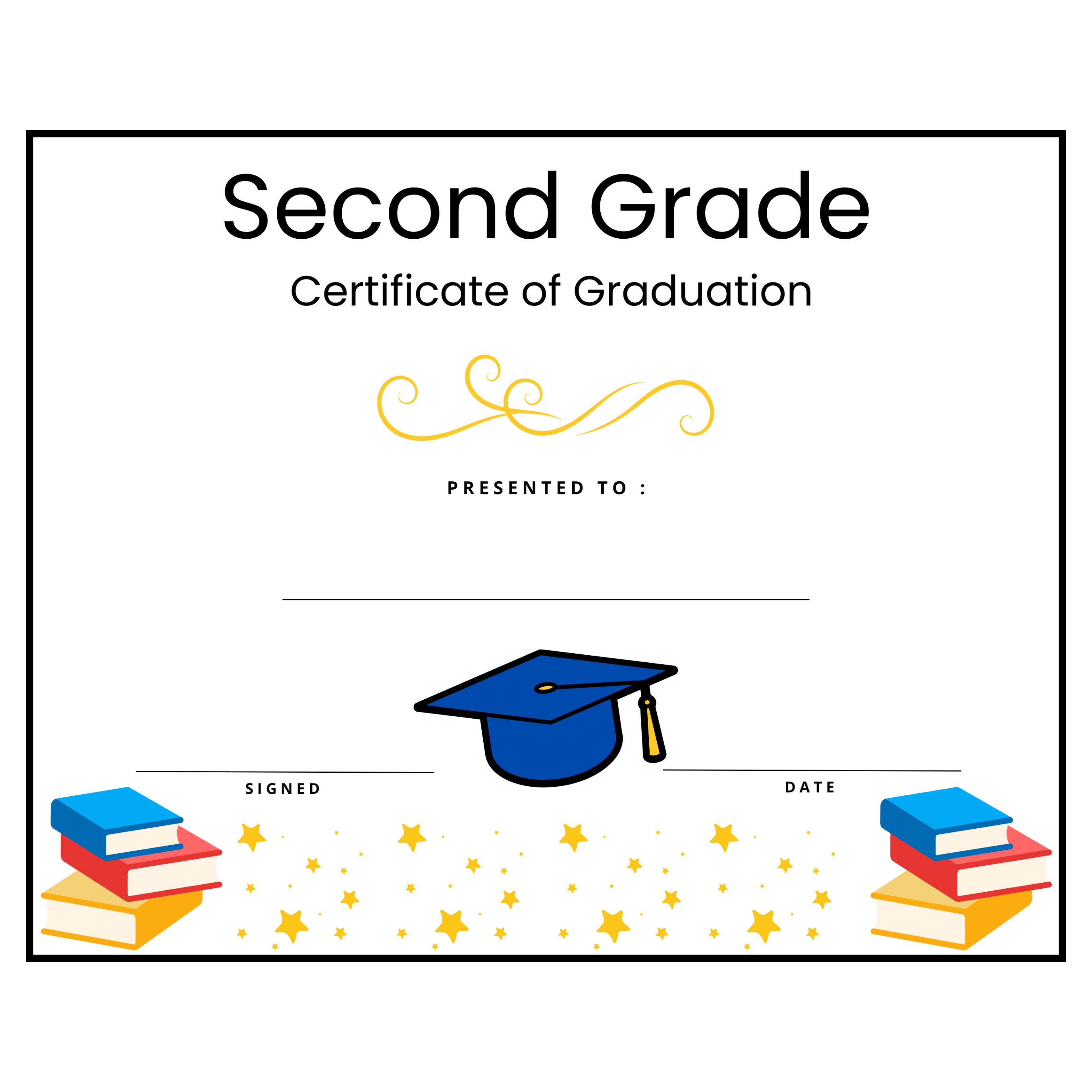 Second Grade 2nd Certificate of Completion Graduation Diploma Printable ...