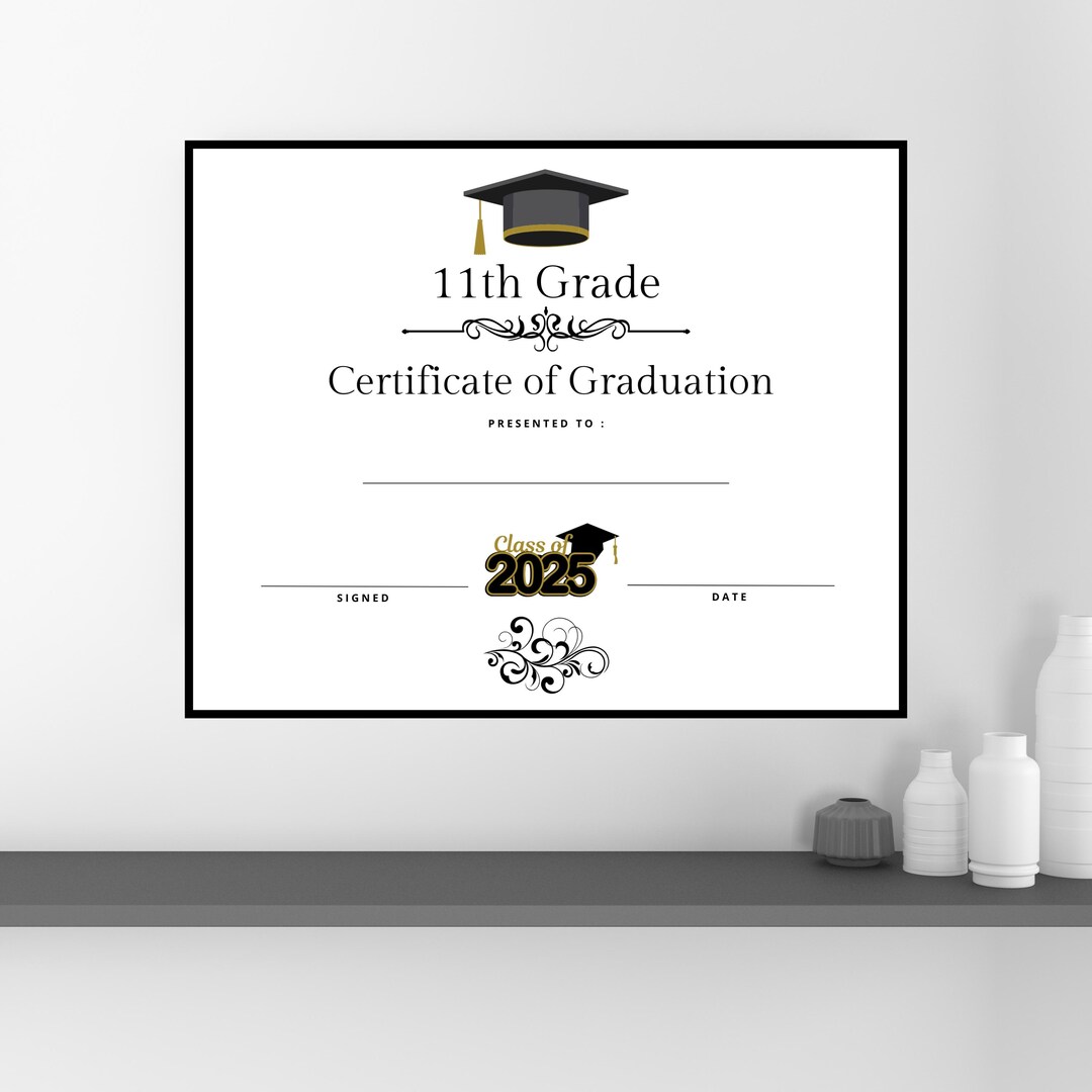Eleventh 11th Grade Graduation Diploma Certificate of Completion ...