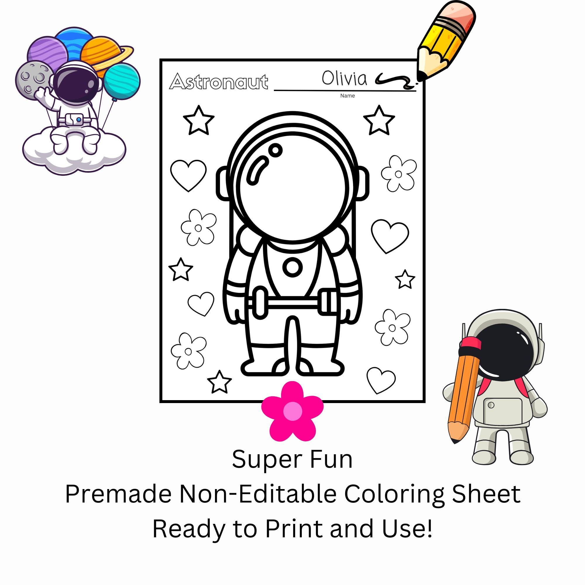 Astronaut Coloring Sheet With Helmet to Draw Face in and Name Line for ...