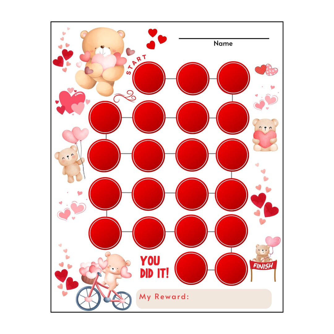 Sticker Reward Chart / Hearts for Everyday Fun or Valentine's Day ...