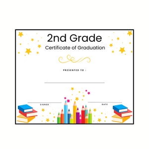 Second Grade 2nd Certificate of Completion Graduation Diploma Printable ...