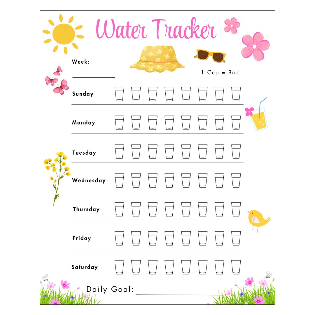 Motivational Water Drinking Tracker / Journal / Printable / Journey / Wellness / Chart / Instant ...