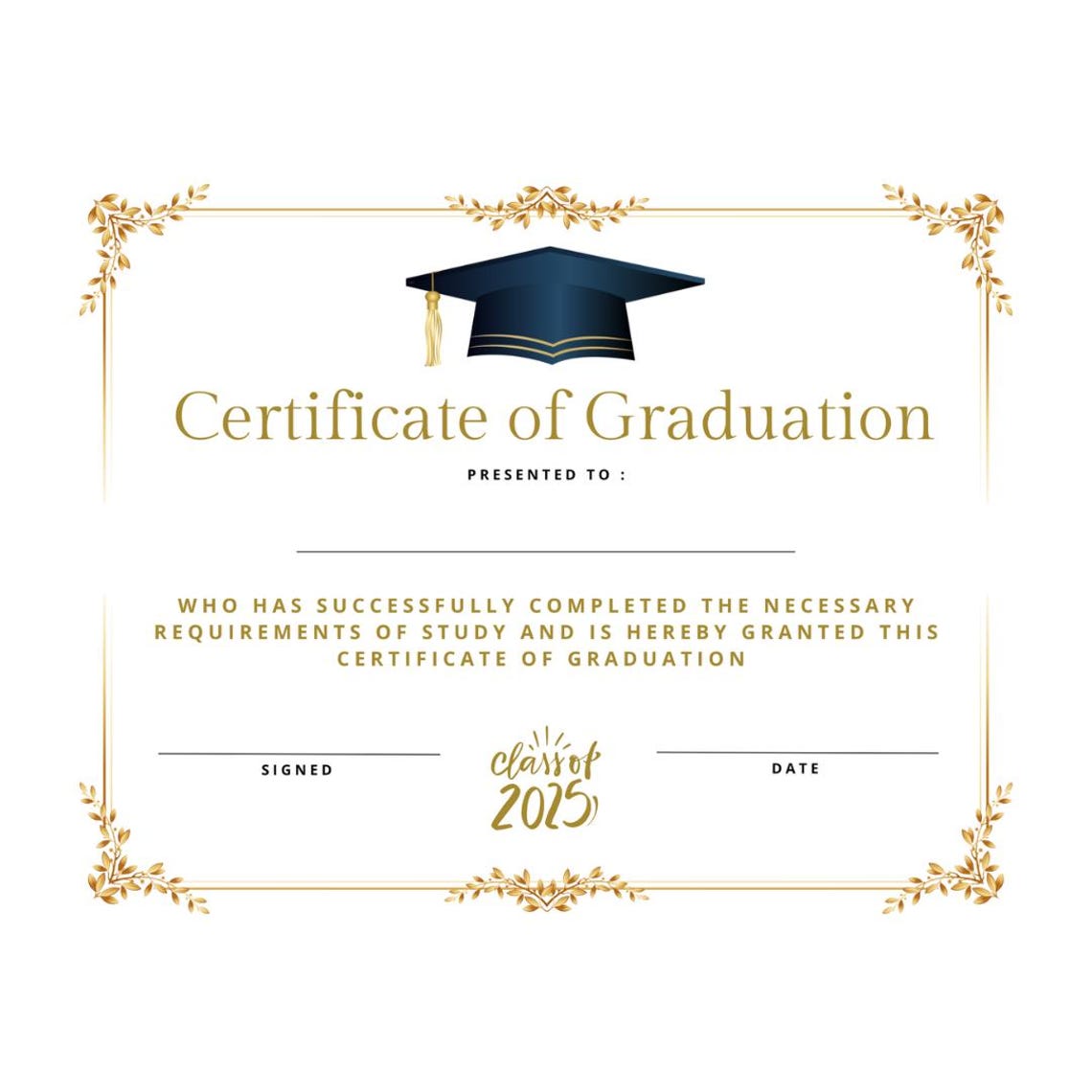 Graduation Diploma Certificate School Promotion Any Student Grade Level ...