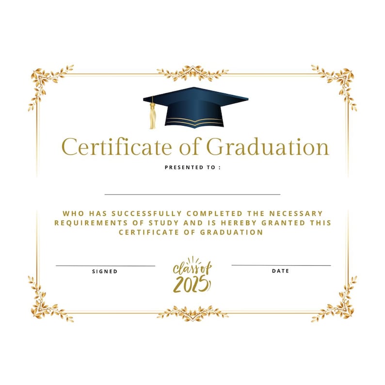 Graduation Diploma Certificate School Promotion Any Student Grade Level ...