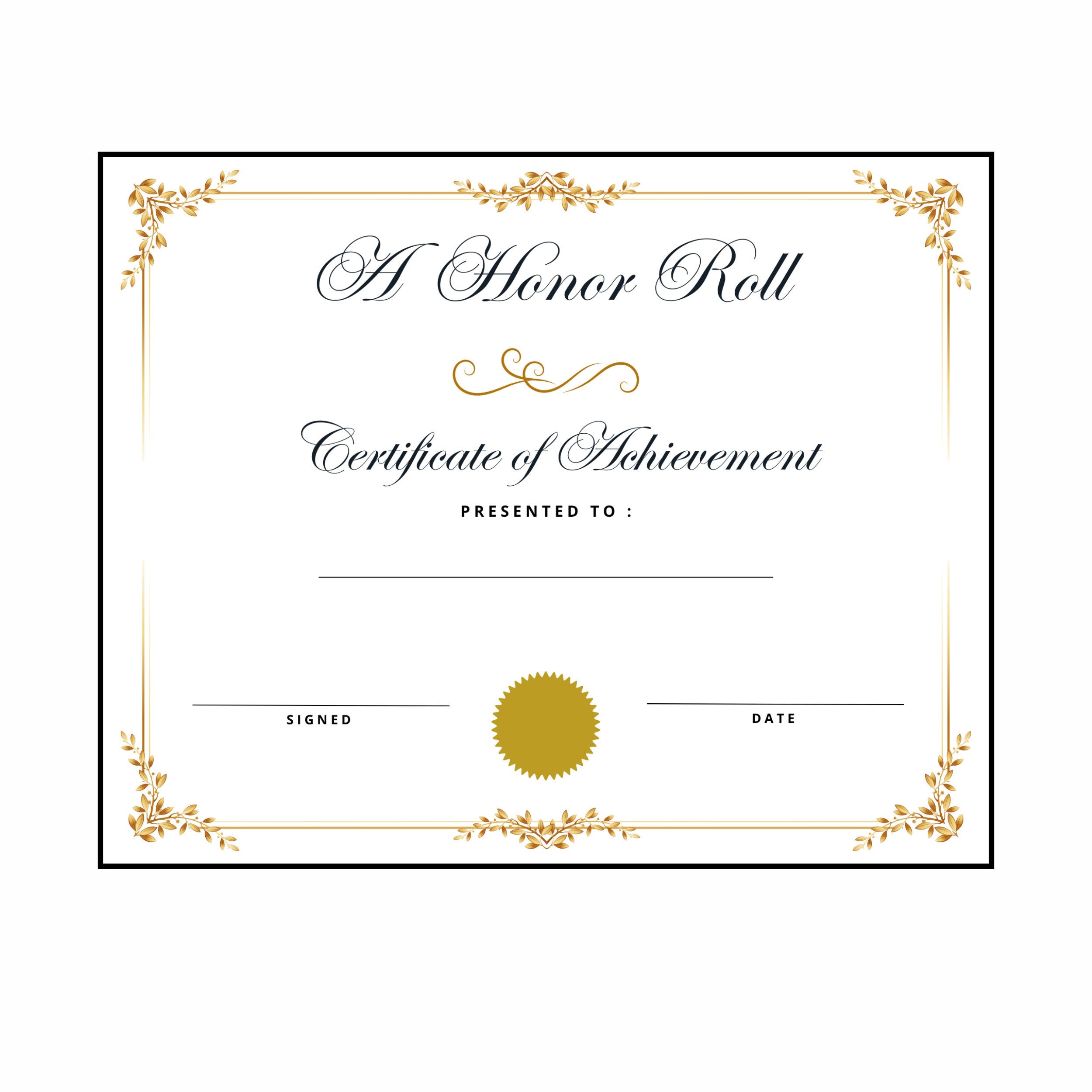 A Honor Roll Student Award Honor's Day Ceremony Graduation Certificate ...