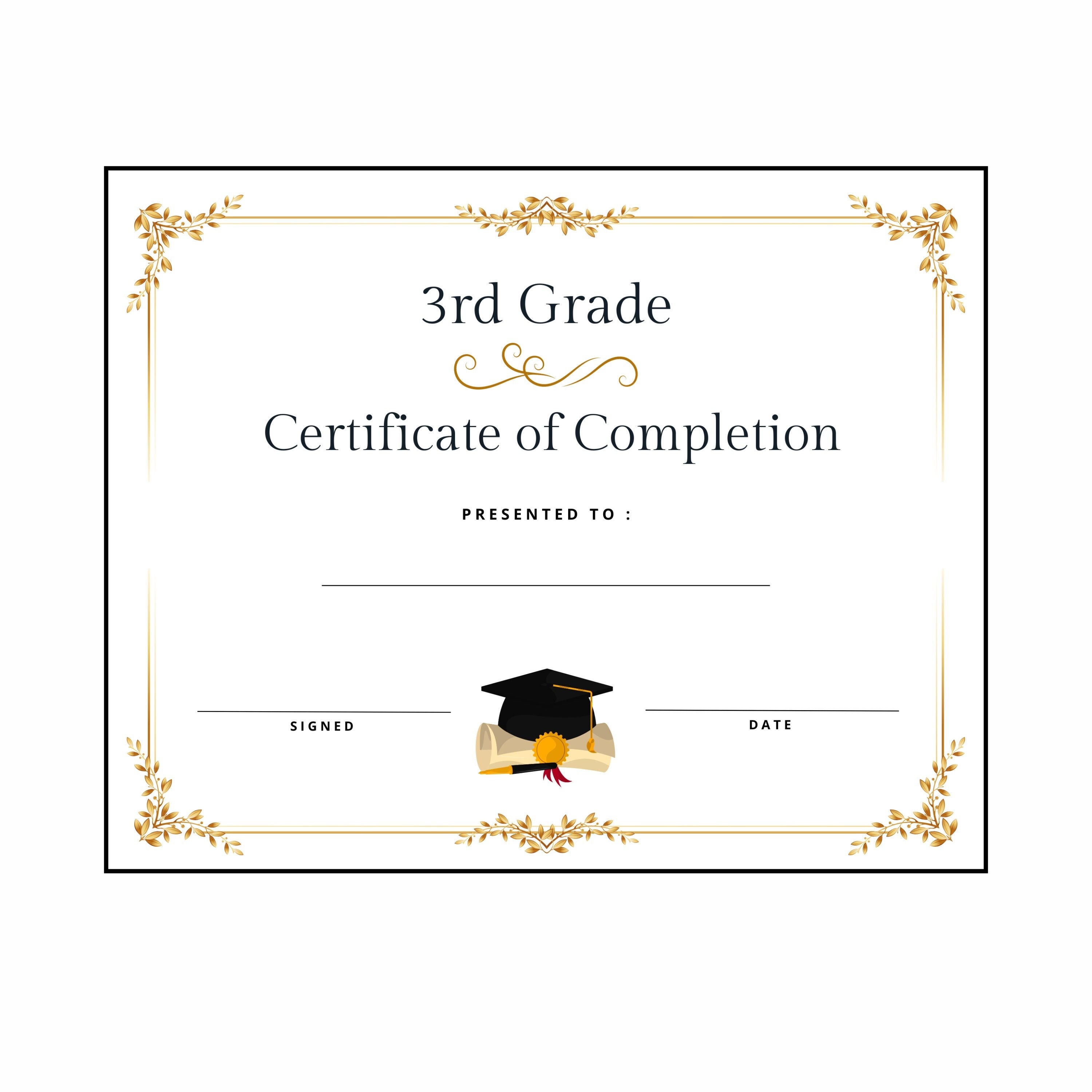 Third 3rd Grade Graduation Diploma Certificate Instant Download ...