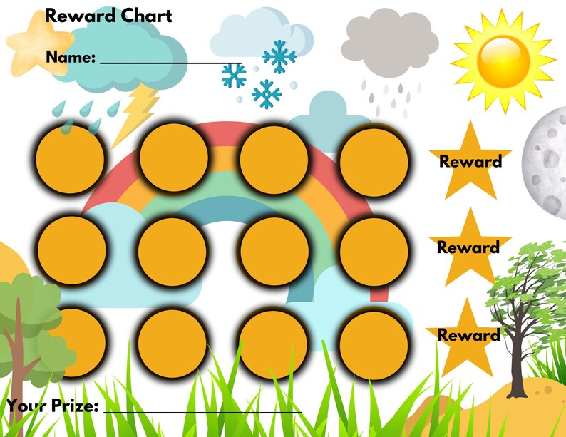 Weather Printable Reward Sticker Chart / Toddler Kids Student / Instant ...