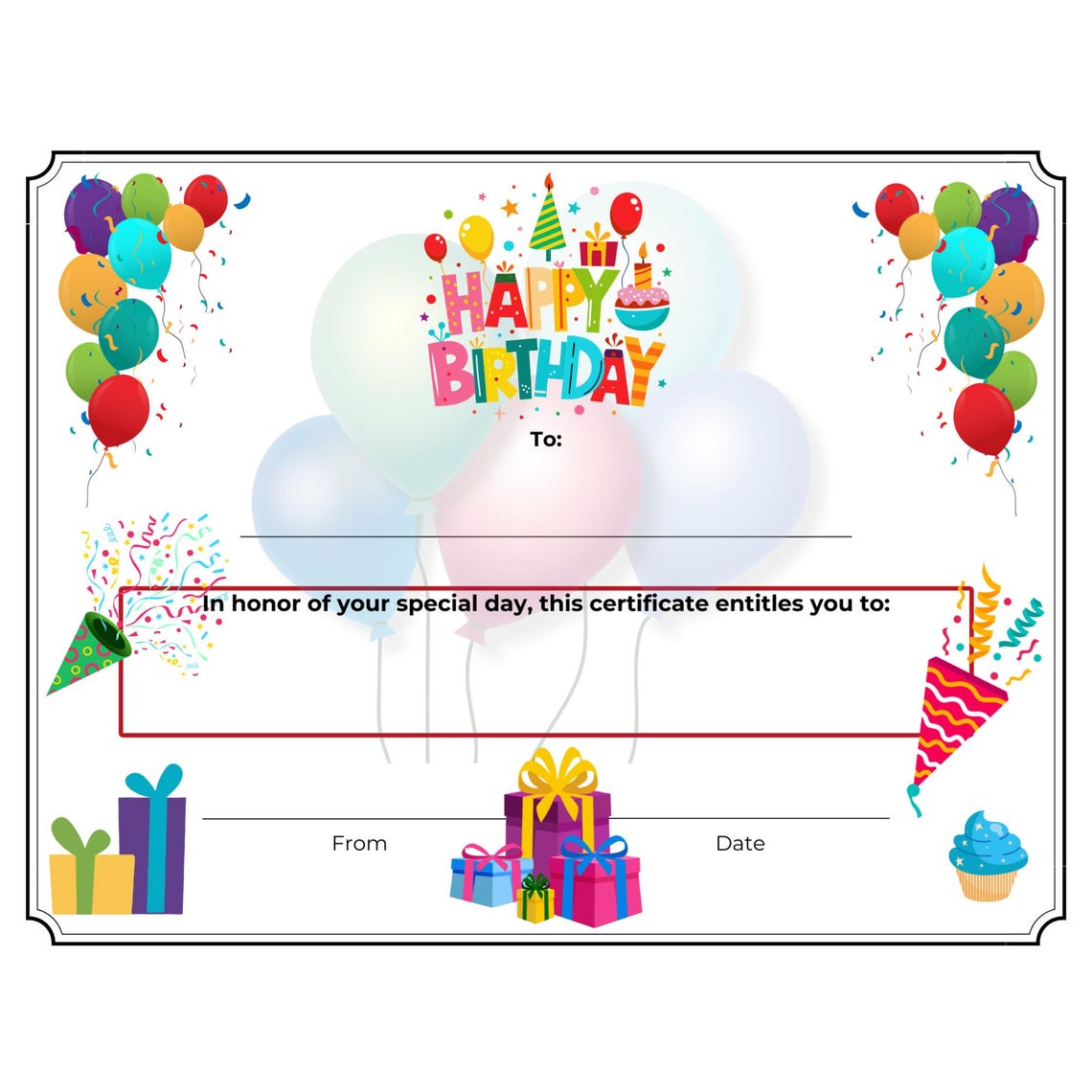 Happy Birthday Certificate Award Premade Instant Premade Printable All ...