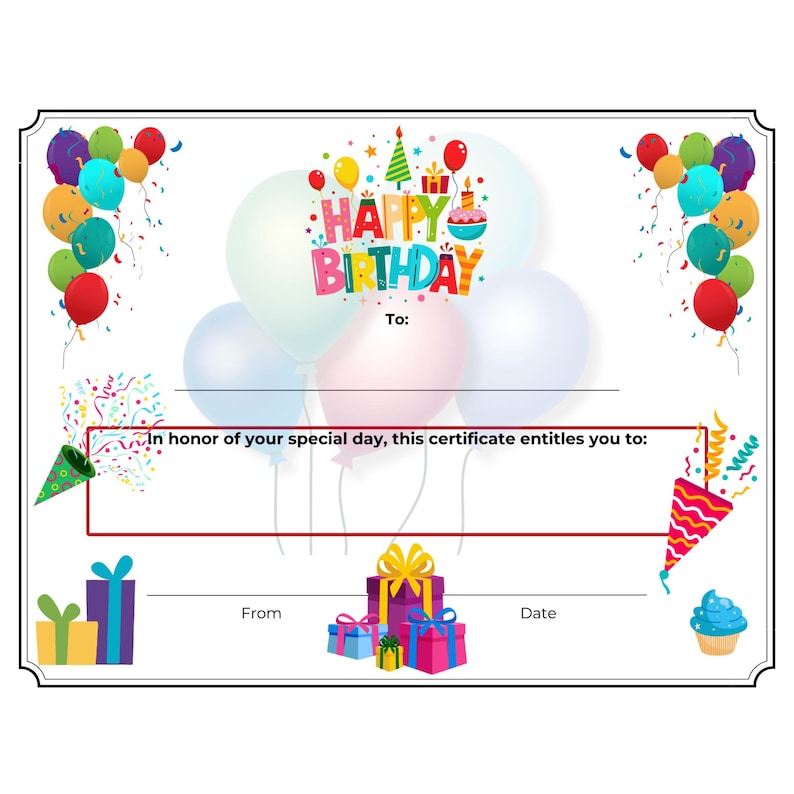 Happy Birthday Certificate Award Premade Instant Premade Printable All ...