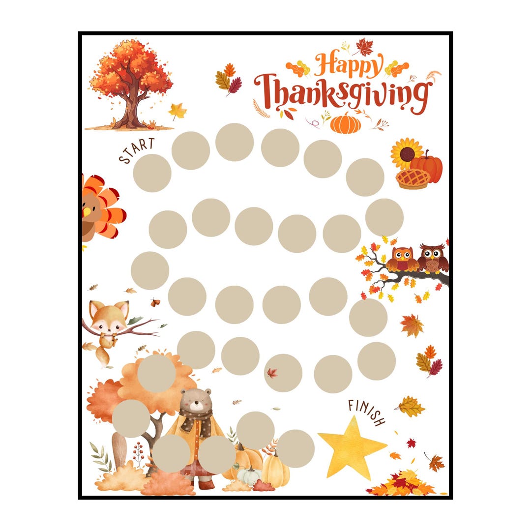 Thanksgiving Holiday Reward Sticker Chart / Toddler Kids Student / Fall ...