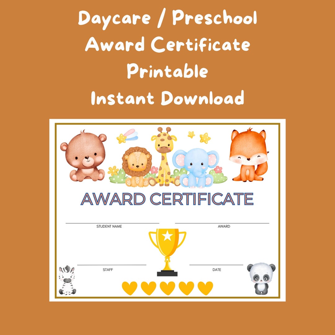 Daycare Preschool Awards Graduation Certificate Instant Download ...