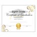 Eighth Grade Graduation Diploma Certificate Gold Swirl Elegant ...
