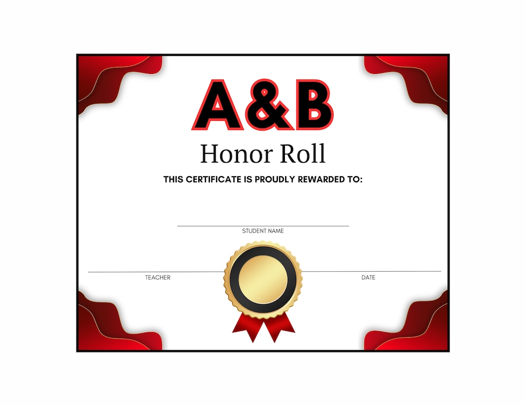 A and B Honor Roll Student Award Honor's Day Ceremony Graduation ...