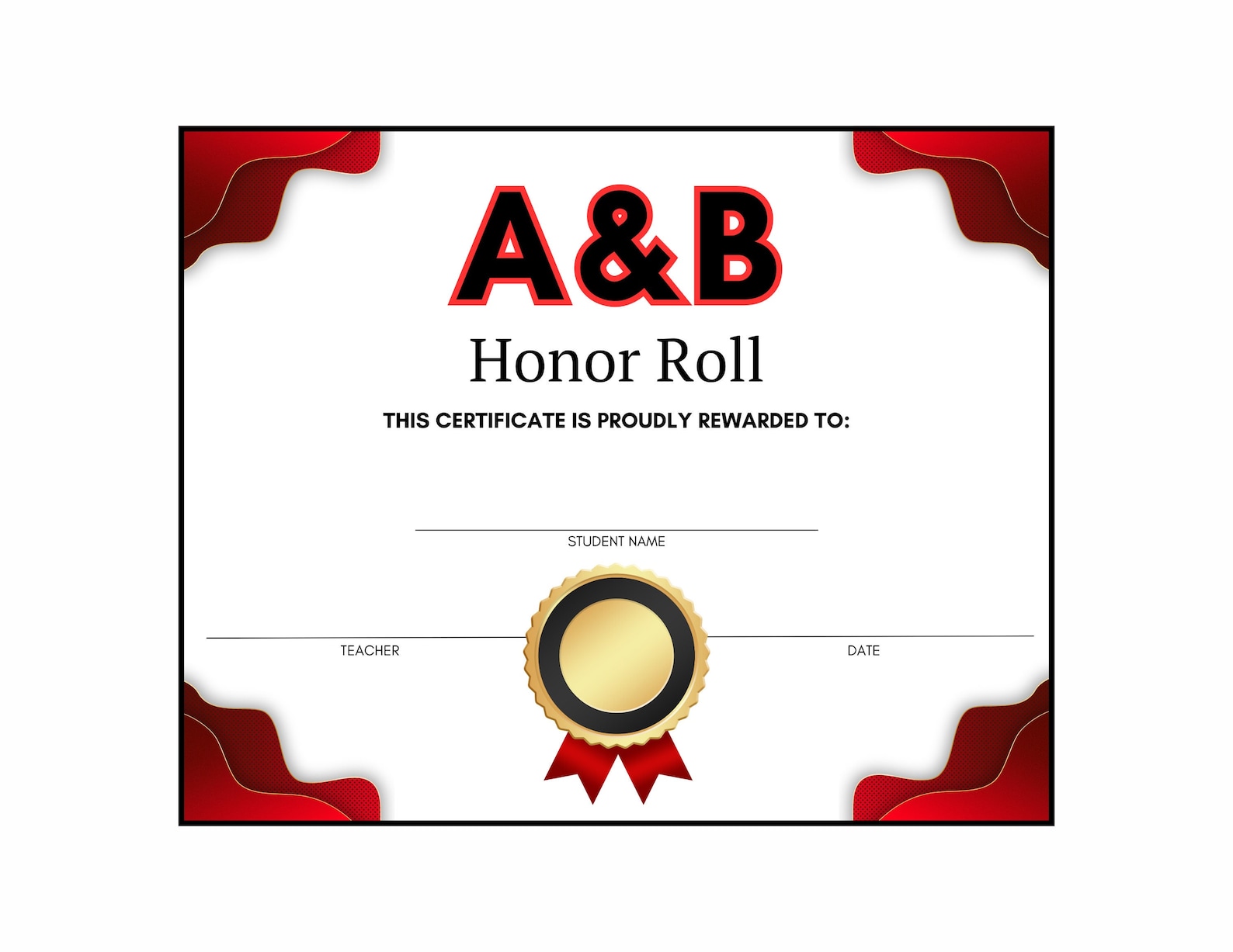 A and B Honor Roll Student Award Honor's Day Ceremony Graduation ...