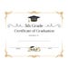 Fifth Grade Graduation Diploma Certificate Gold Class of 2025 ...