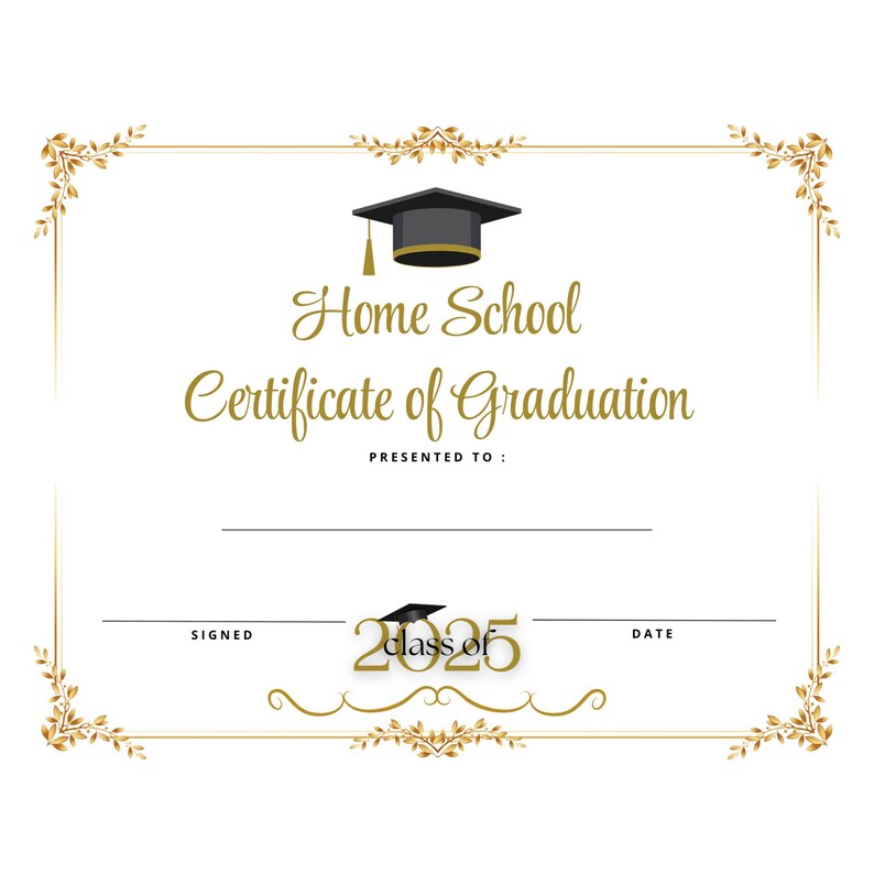 Homeschool Senior or Any Grade Graduation Diploma Certificate Class of ...