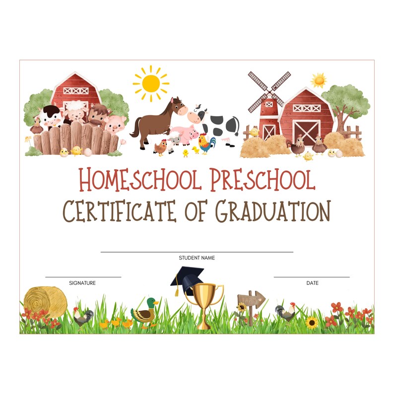 Homeschool Preschool Graduation Certificate Promotion Completion ...