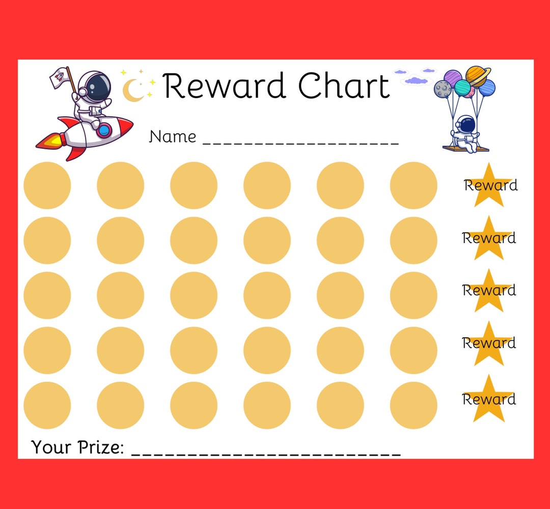 Astronaut Printable Reward Sticker Chart / Toddler Kids Student ...
