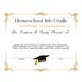 Homeschool 8th Eighth Grade Graduation Diploma Certificate School ...