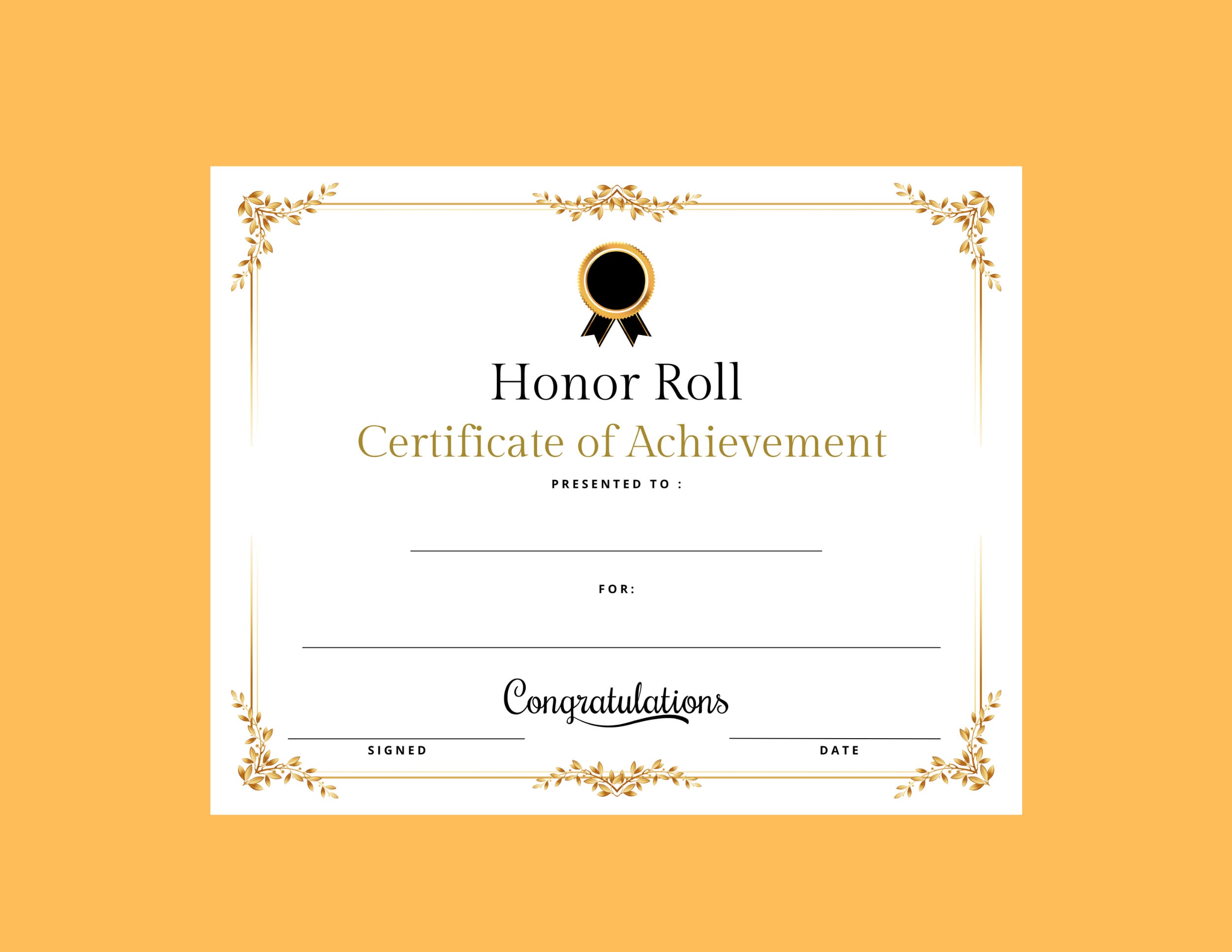 Honor's Day Honor Roll Certificate Award Instant Download Printable ...