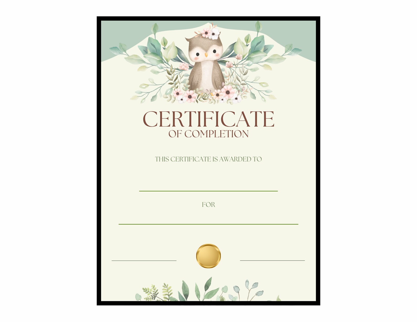 Graduation Diploma Certificate Woodland Forest Animal Watercolors ...