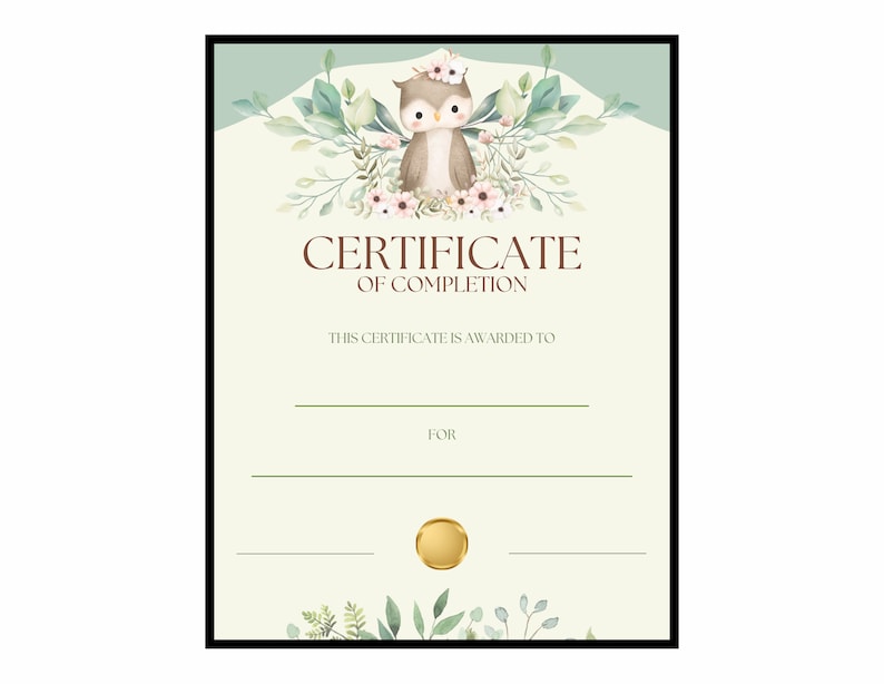 Graduation Diploma Certificate Woodland Forest Animal Watercolors ...