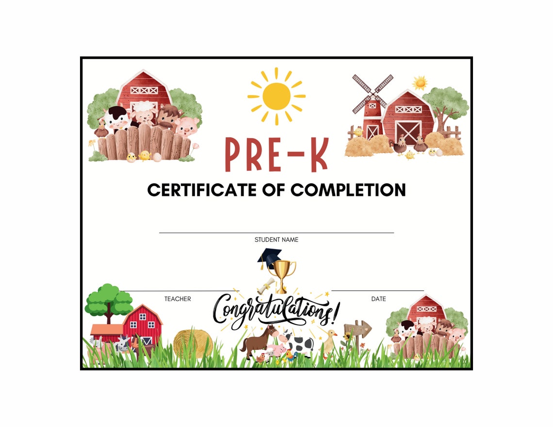 Pre-k Graduation Certificate of Completion Instant Download Diploma ...