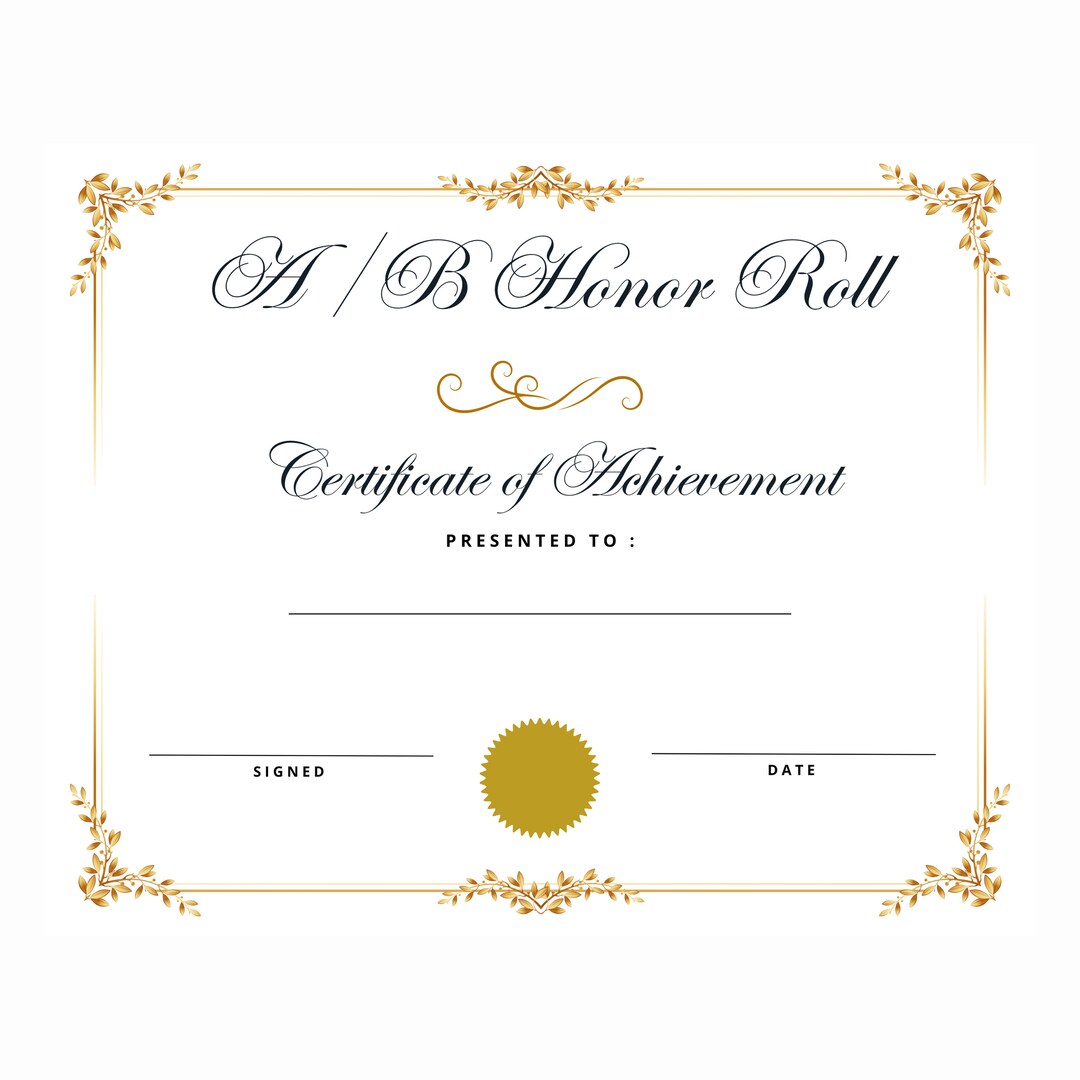 A and B Honor Roll Student Award Honor's Day Ceremony Graduation ...