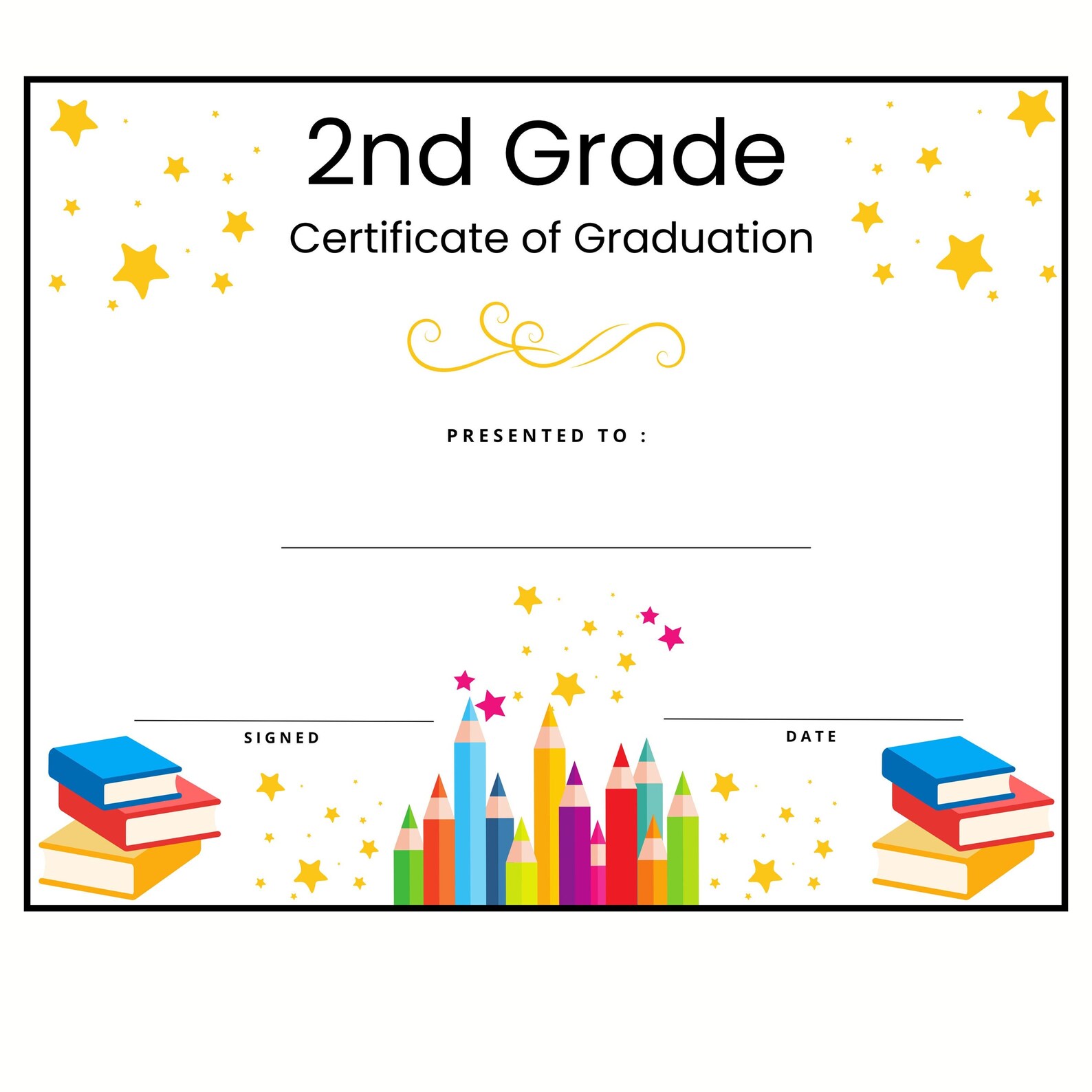 Second Grade 2nd Certificate of Completion Graduation Diploma Printable ...