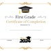 First 1st Grade Graduation Diploma Certificate of Completion Instant ...