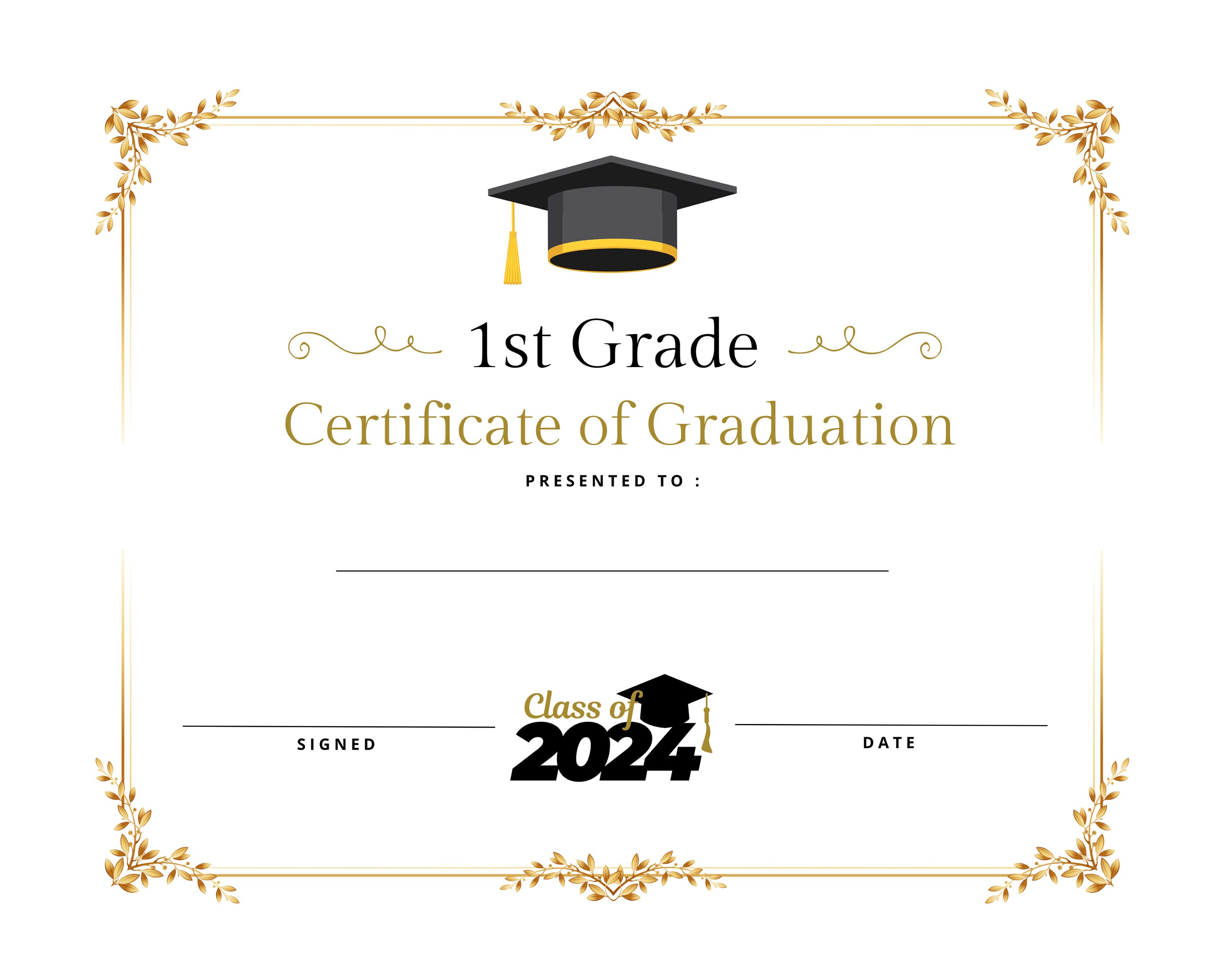 First 1st Grade Graduation Diploma Certificate Instant Download ...