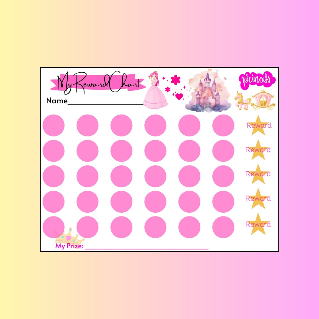Princess Printable Reward Sticker Chart / Toddler Kids Student / Chore ...