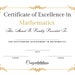 Math Excellence Award Graduation Certificate Mathematics Instant ...