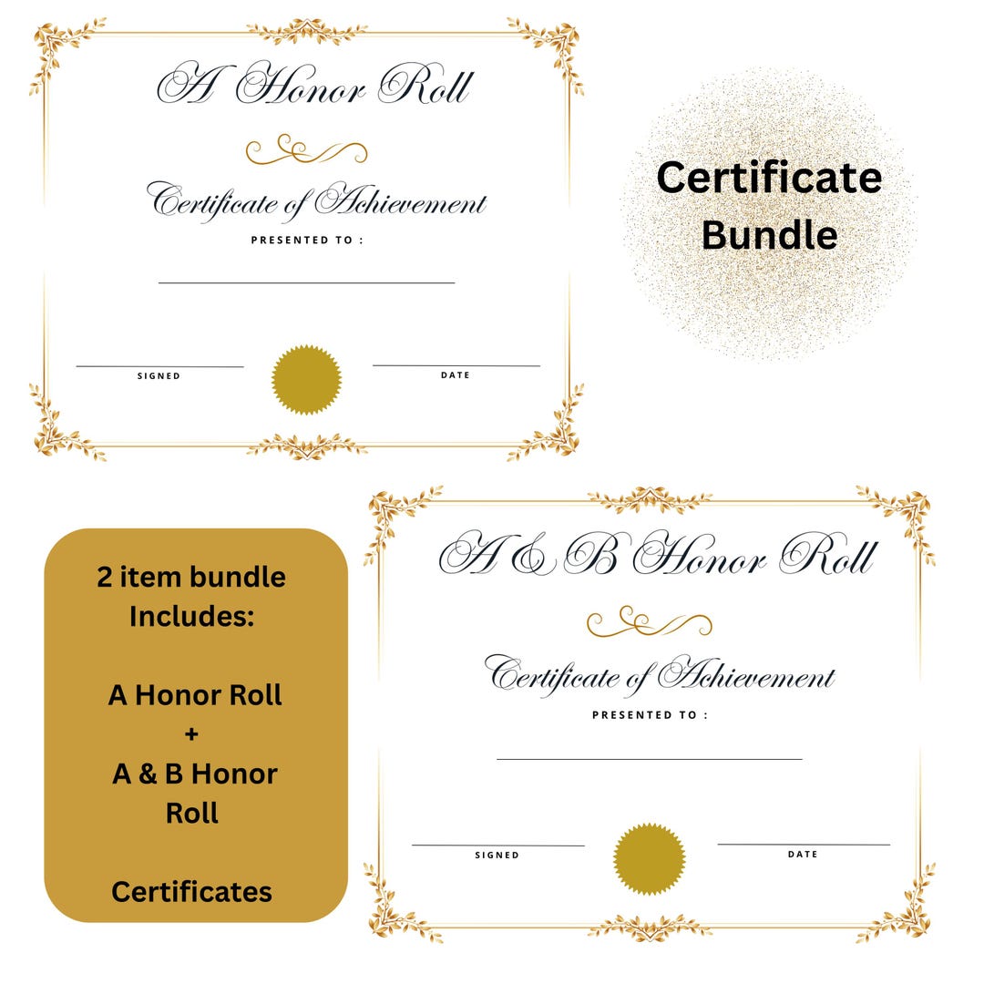 2 Pack Bundle : A and A & B Honor Roll Awards Honor's Day Ceremony ...