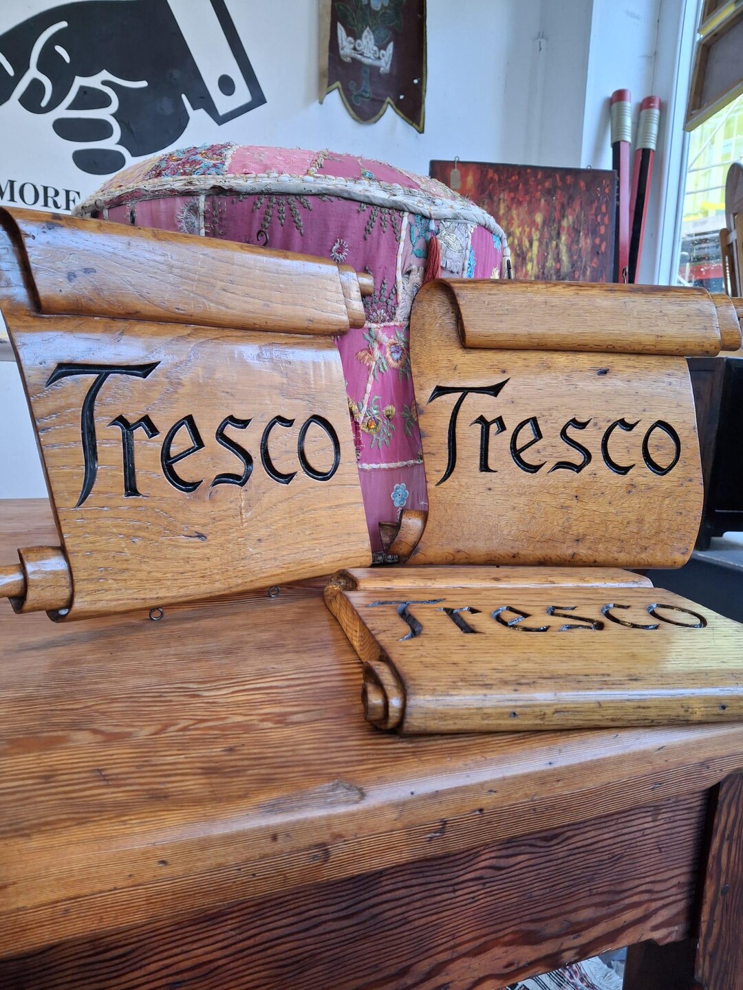 1950s Hand Carved Sign Makers 'TRESCO' Samples in Oak. Vintage/salvage ...