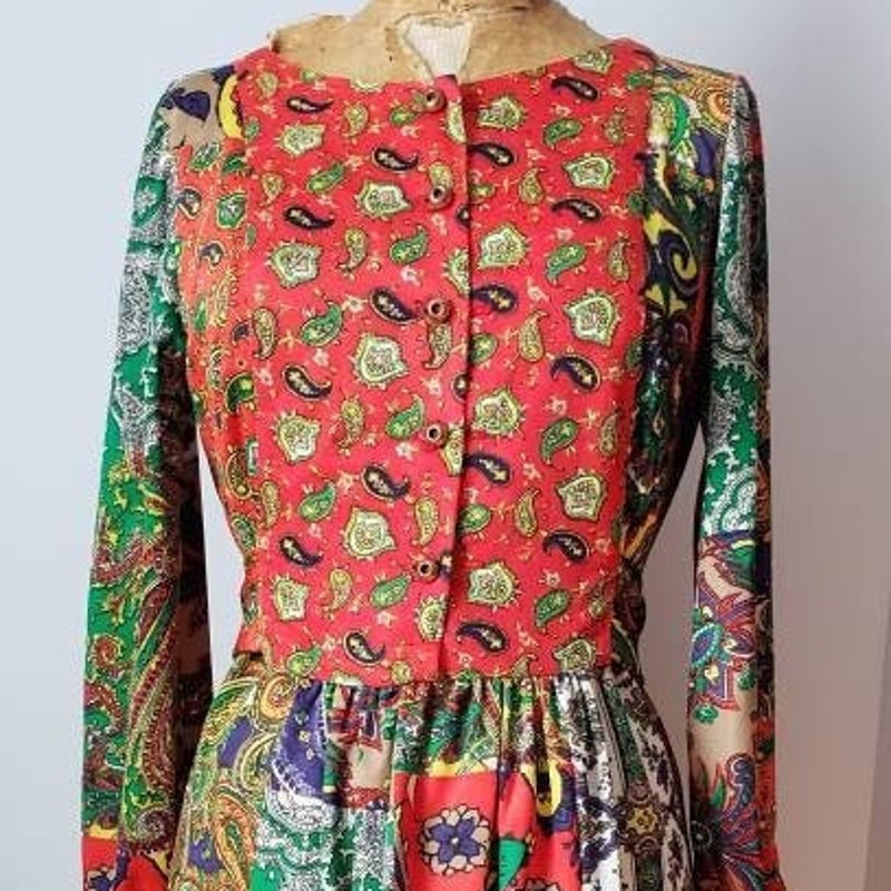 70s Paisley Dress - Etsy