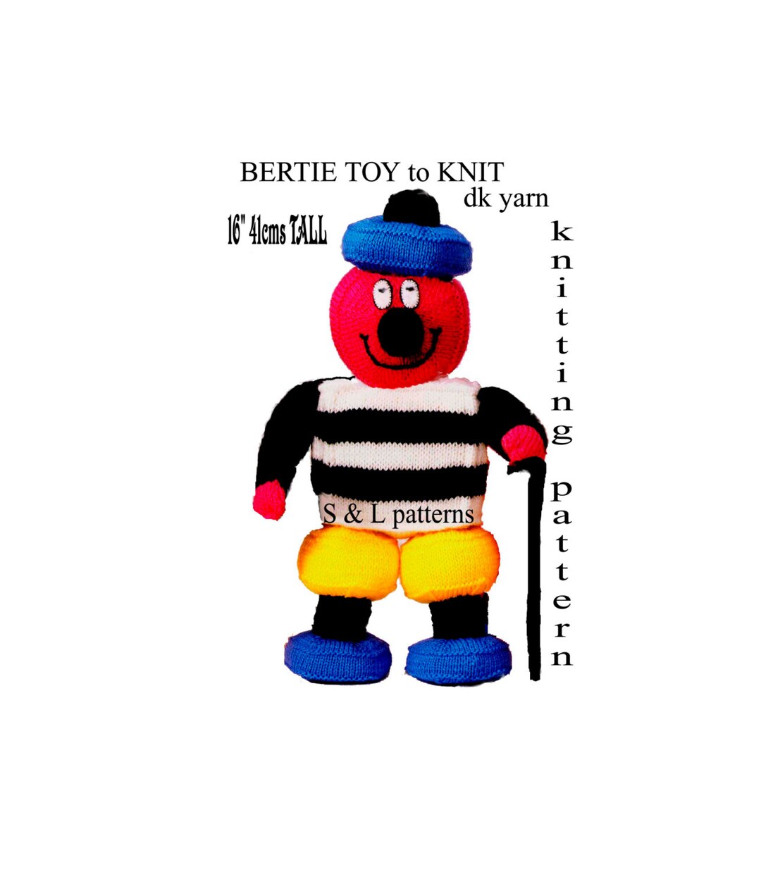 Bertie Allsorts Toy to Knit, Pdf.file DK Knitting Pattern SWEETS - Etsy UK