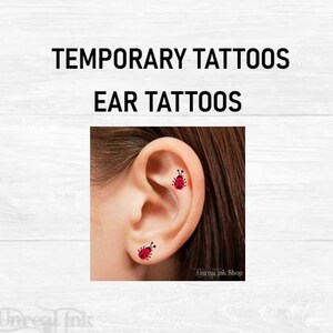 Ladybug Ear Temporary Tattoo 6 Red Ladybugs Waterproof Durable Fake ...