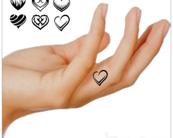 Heart Shape Fingerprint Temporary Fake Tattoo Sticker set of 2 - Etsy