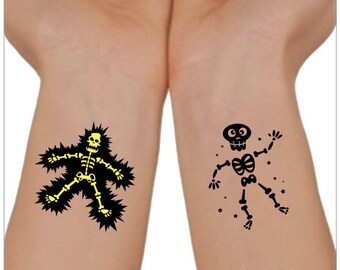 Skeleton Hand Temporary Fake Tattoo Sticker set of 2 - Etsy