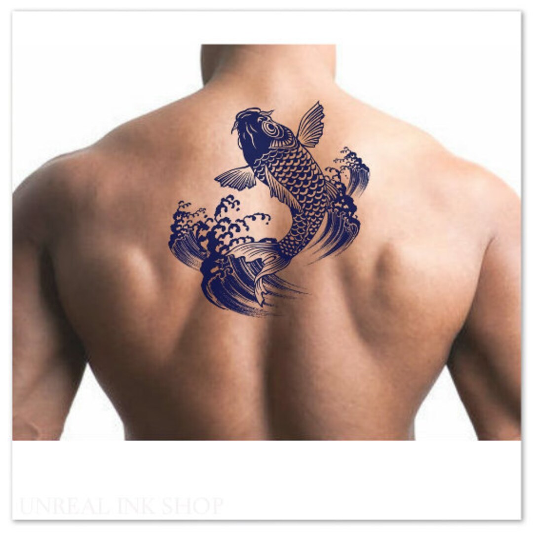 Koi Fish Temporary Tattoo Waterproof Durable Fake Tattoo Koi Long ...