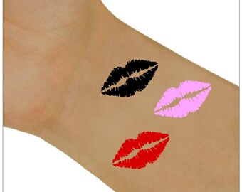 One Line Lip Temporary Fake Tattoo Sticker set of 2 - Etsy