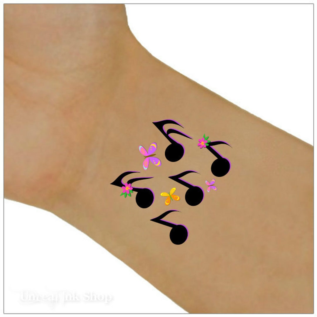 Music Temporary Tattoo - 2 Waterproof Durable Fake Tattoo - Long ...