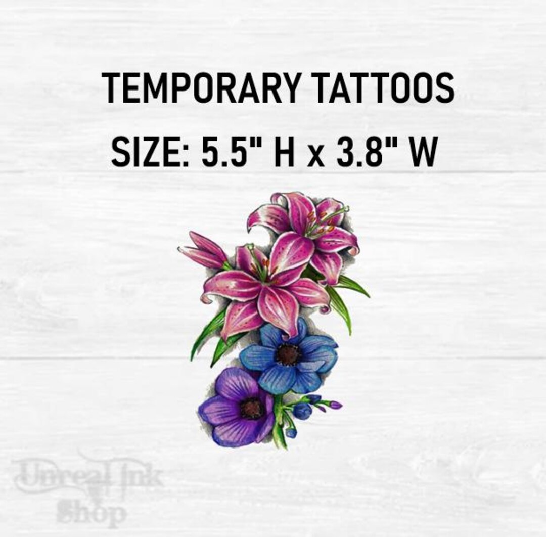 Flower Temporary Tattoo Waterproof Durable Fake Tattoo Long Lasting ...