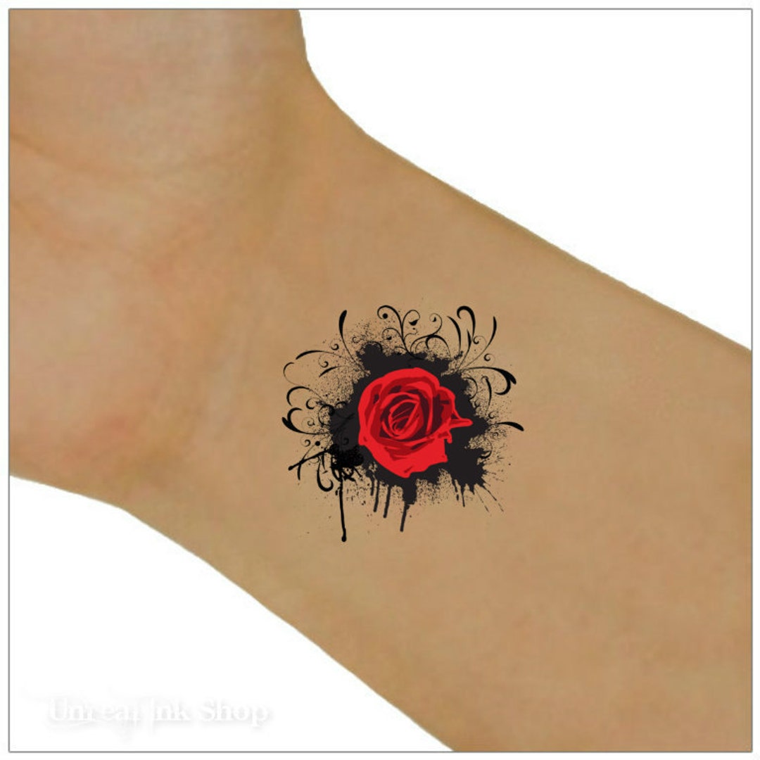 Rose Temporary Tattoo 2 Waterproof Durable Fake Tattoo - Long Lasting ...