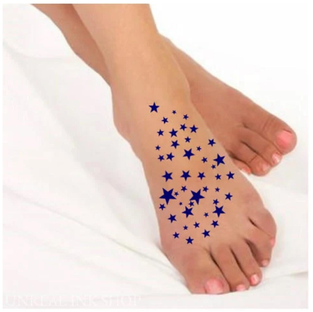 Stars Temporary Tattoo - Blue Stars Tattoo - Waterproof Durable Fake ...