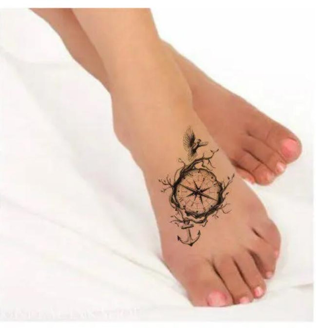 Compass Temporary Tattoo - Waterproof Durable Fake Tattoo - Compass ...